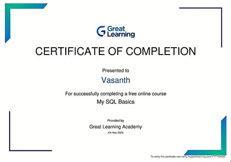 completed mysql course with great learning vasanth m posted on the topic linkedin