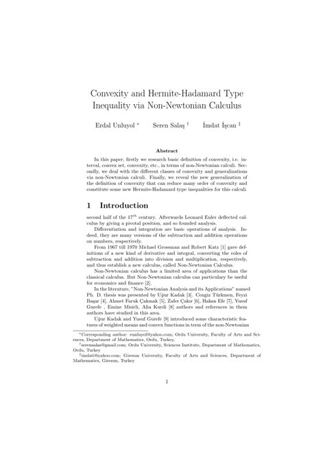 Pdf Convexity And Hermite Hadamard Type Inequality Via Non Newtonian