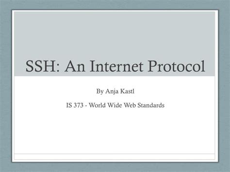 Ppt Ssh An Internet Protocol Powerpoint Presentation Free Download
