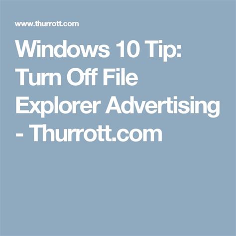 Turn Off File Explorer Advertising In Windows 10