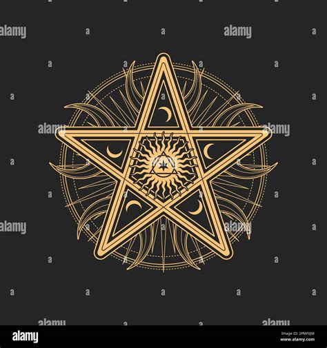 Pentagram Spiritual Symbol Isolated Amulet With Mysterious Signs