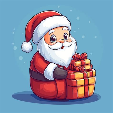 Cute Santas Sack Of Ts Cartoon Vector Premium Ai Generated Vector