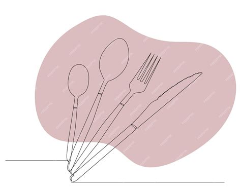 Premium Vector Spoons Fork Knife Sketch Continuous Line Drawing Vector