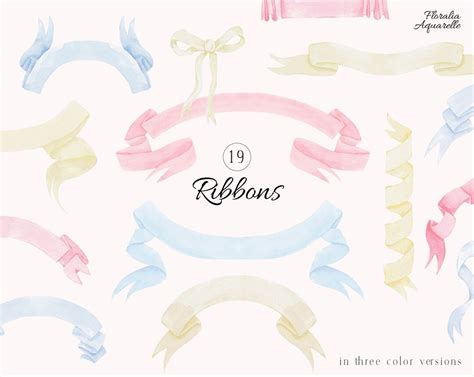 Watercolor Ribbon Banners And Bows Clipart Regency Era Wedding