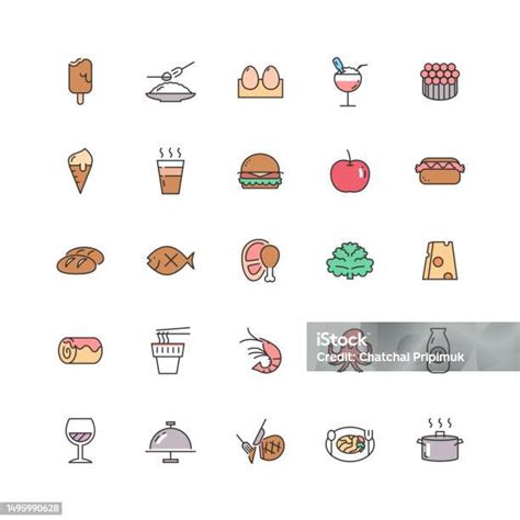 벡터 아이콘 음식과 음료 0명에 대한 스톡 벡터 아트 및 기타 이미지 0명 고기 과일 Istock