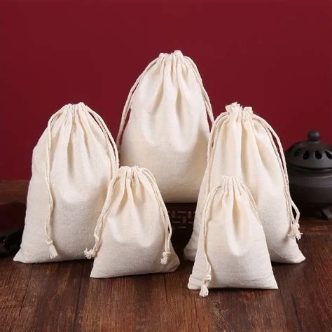1pc 멀티사이즈 면 천주머니 번들 포켓 캔버스 가방 끈으로 닫는 저장 포장 가방 파티 기념품 가방 캔디 포 Temu