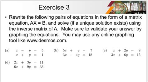 Solved Rewrite The Following Pairs Of Equations In The Chegg Com