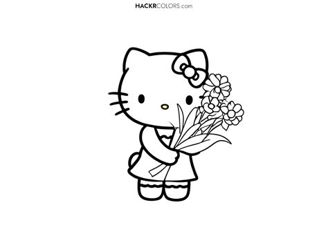 Hello Kittys Flower Surprise Free Unique Printable Coloring Pages