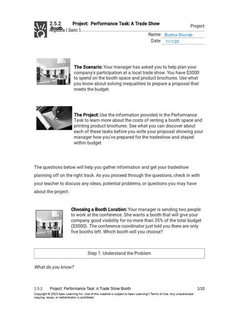 252 Project Performance Task A Trade Show Booth Project Pdf