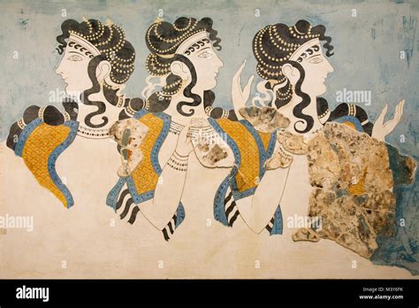 Fresque Des Dames En Bleu 1600 1450 Avant J C De La Palais De