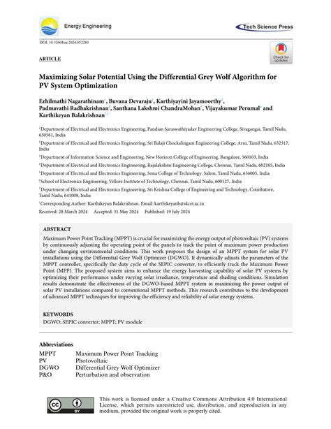 Pdf Maximizing Solar Potential Using The Differential Grey Wolf