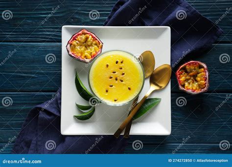 Concept Of Delicious Food Passion Fruit Mousse Stock Photo Image Of Tropical Fruit