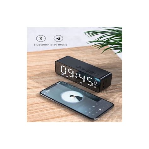 Fekete Szín Vezeték Nélküli Bluetooth Hangszóró Kis Mini ébresztőóra