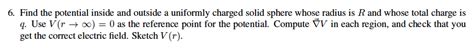 Solved 6 Find The Potential Inside And Outside A Uniformly