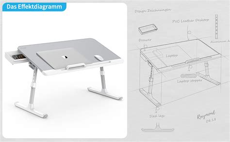 SAIJI Stolik pod laptopa do łóżka, regulowany stolik pod komputer ...
