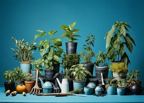 Premium Photo Blue Background Horticulture Illustration