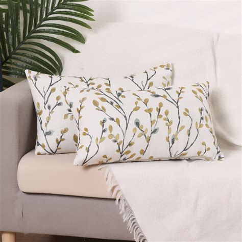 Regalwoven 2 Pcs Classical Embroidery Jacquard Teal Decoration Throw Pillow Cover Pattern Pillow