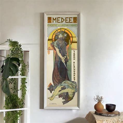 Alphonse Mucha Medee Vintage Narrow Wall Art Available Framed Or Unframed Etsy