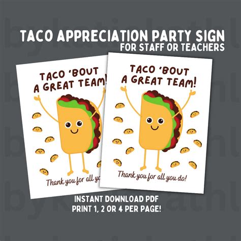 Employee Appreciation Sign Printable Taco Tuesday Sign Taco Bar