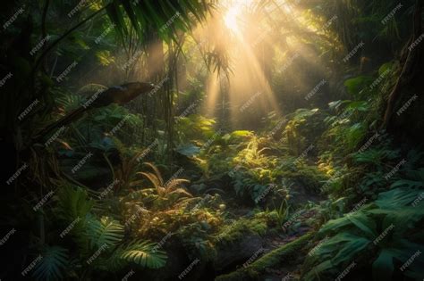 Premium Ai Image Jungles In The Morning Rays Of Sun Generative Ai