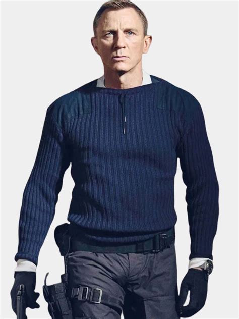 James Bond Sweater No Time To Die Daniel Craig Blue Sweater