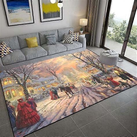 שטיח סלון סנטה קלאוס חג המולד הם שטיח רוח חג המולד שטיח לחג המולד איש שלג שטיח מצויר שטיחים