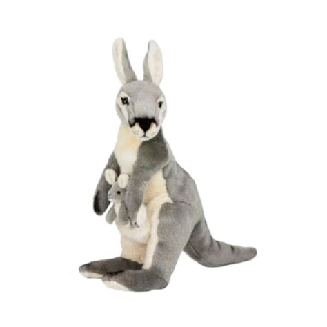 Trudy Kangaroo With Joey 40cm Grey Bocchetta Plush Toys