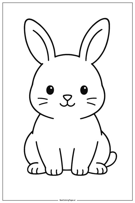 ลูกกระต่ายน้อยนั่งยิ้มแฉ่ง หน้าระบายสี พิมพ์ฟรี Bestcoloringpages Ai