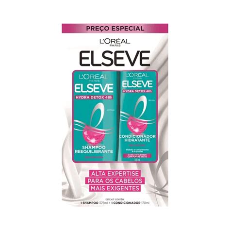 Kit Elseve Hydra Detox Shampoo 375ml Condicionador 170ml Ikesaki