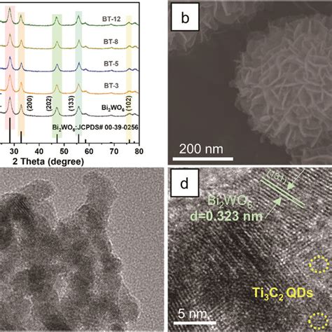 A Xrd Patterns Of Bi2wo6 Bt 3 Bt 5 Bt 8 And Bt 12 B Sem Image