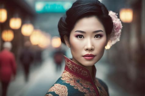 Premium Ai Image Beautiful Asian Chinese Woman Portrait Neural