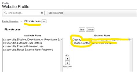visual workflow permission set flow access available flows is empty