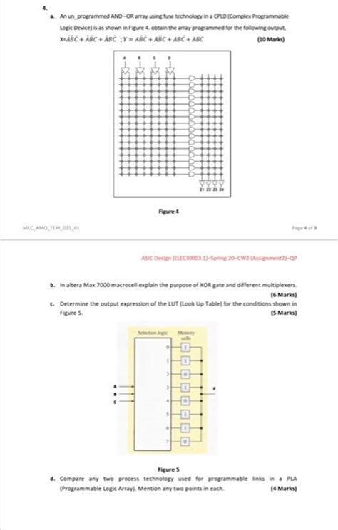 Solved A An Un Programmed And Or Array Using Fuse Technology In A