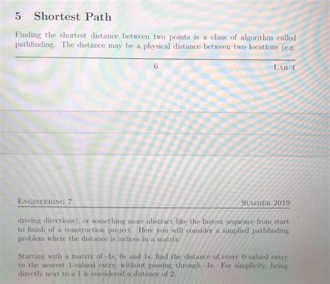 Solved 5 Shortest Path Finding The Shortest Distance Between