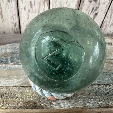 Japanese Glass Fishing Float Very Old Z Mark Authentic Fish Net Buoy
