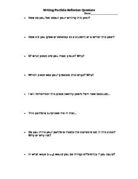 Writing Portfolio Reflection By Chelsea Guell Teachers Pay Teachers