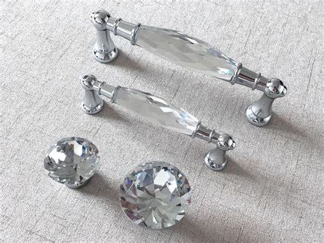 375 5 Glass Drawer Pull Crystal Handle Pull Knobs Rhinestone Dresser Pulls Handles Silver
