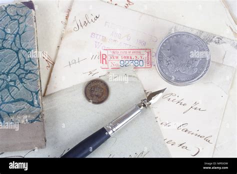 Vintage Background With Old Paper Old Ink Pen Handwriten Letters And
