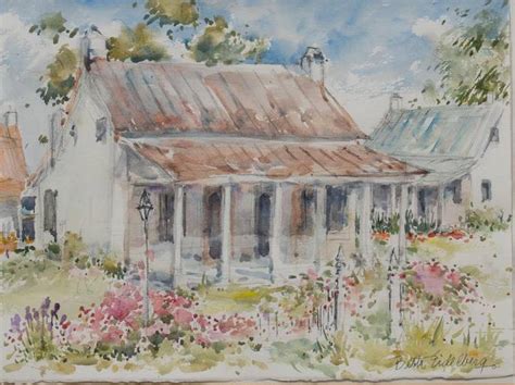 Beth Eidelberg American Texas 20 21st C Cottage With Flowers Watercolor Sep 05 2022