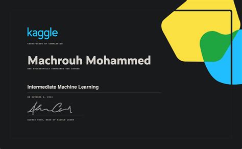 Machrouh Mohammed Completed The Intermediate Machine Learning Course On