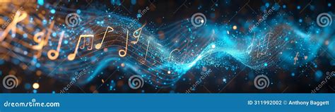 Melody Flowing Music Wave Abstract Background Showing Colourful Music