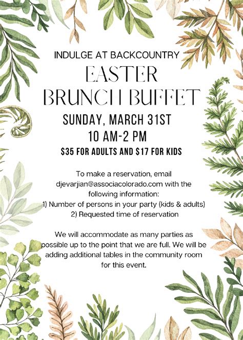 Easter Sunday Brunch Indulge At Backcountry