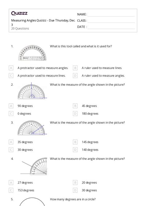 50 Measuring Angles Worksheets For 6th Grade On Quizizz Free And Printable