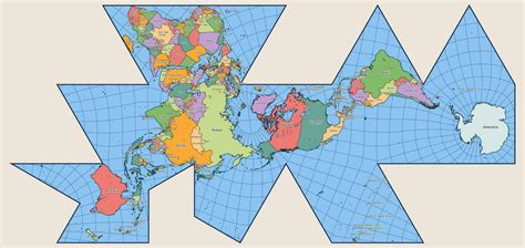 Vector Political World Map Fuller Projection Dymaxion World Map