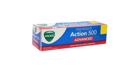 Vicks Action 500 Tablets Pack Of 12 X 10 Tablets At Best Price In