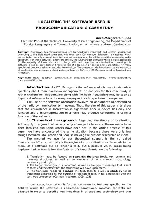 Pdf Localizing The Software Used In Radiocommunication A Case Study