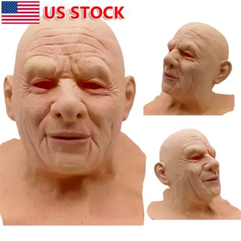 Old Man Mask Latex Halloween Realistic Full Face Masks Headgear Cosplay