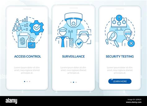 Parts Of Physical Security Blue Onboarding Mobile App Screen Stock Vector Image Art Alamy