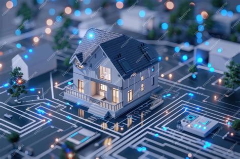 An Of A Smart Home Concept With Integrated Technology Features On A Circuit Board Layout