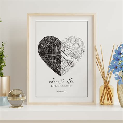 Heart Shaped Map Etsy